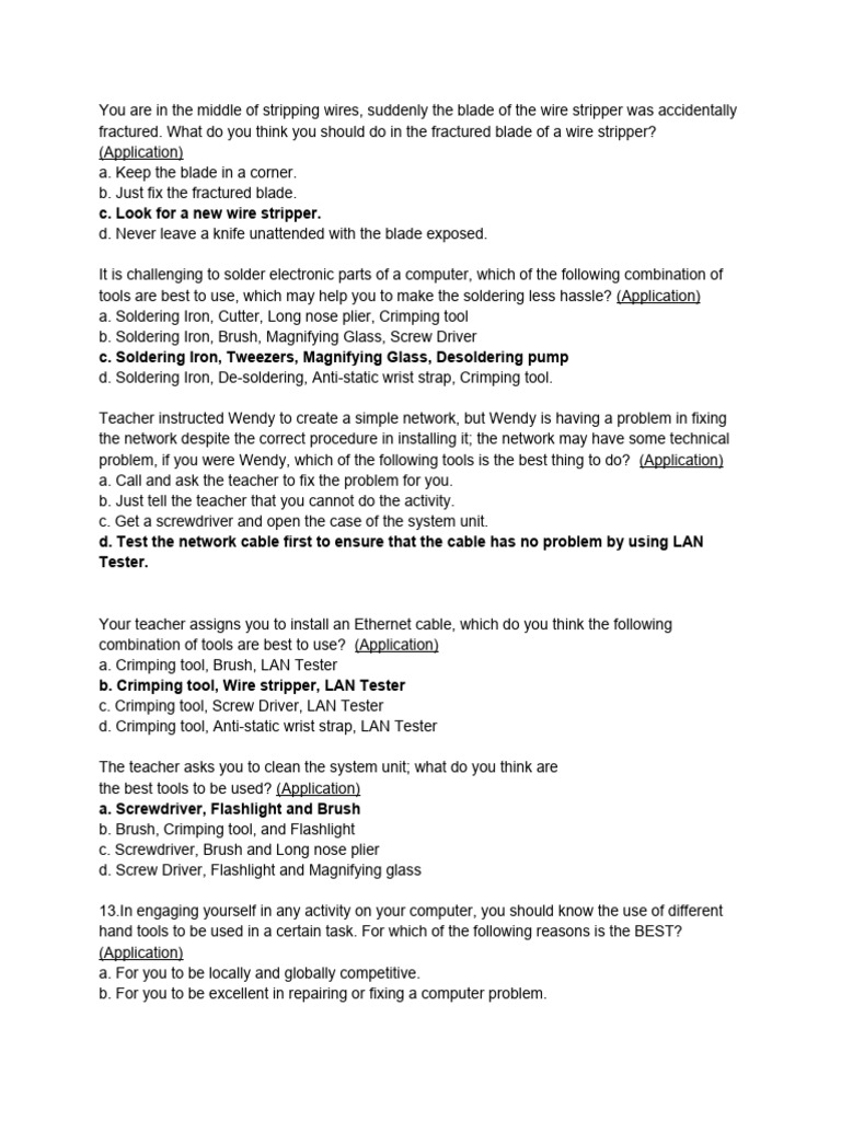 Quarter Exam GR 9&10 | PDF | Random Access Memory | Equipment
