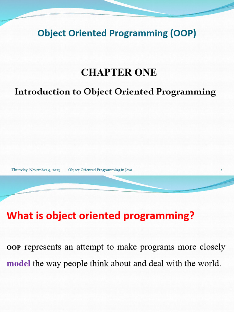 Introduction To Object Oriented Programming Pdf Method Computer