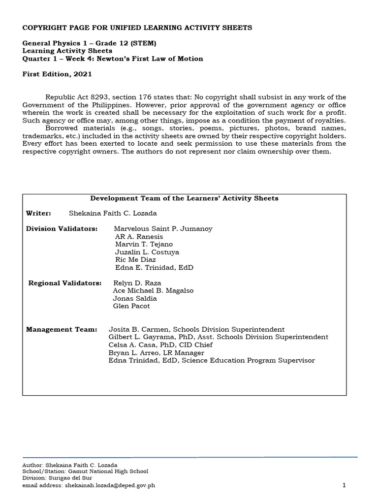 GP1 - Q1 - Week 4 | Download Free PDF | Force | Inertia