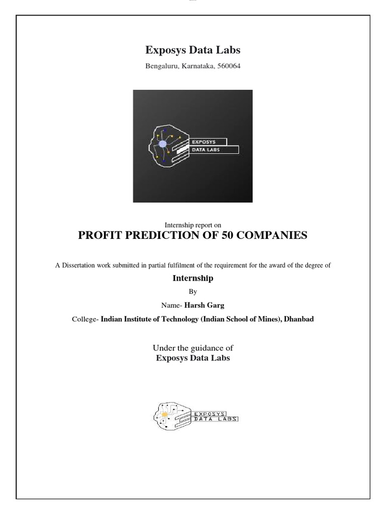 Report of Profit Prediction | PDF | Data Science | Machine Learning