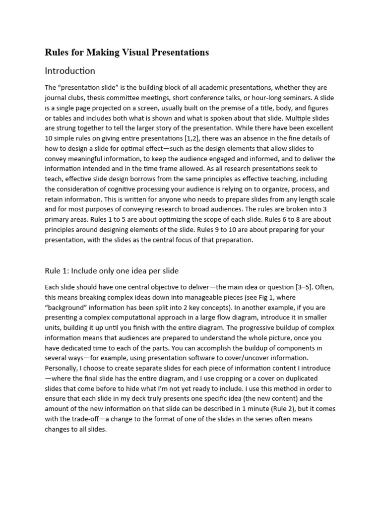 Rules For Making Visual Presentations | PDF