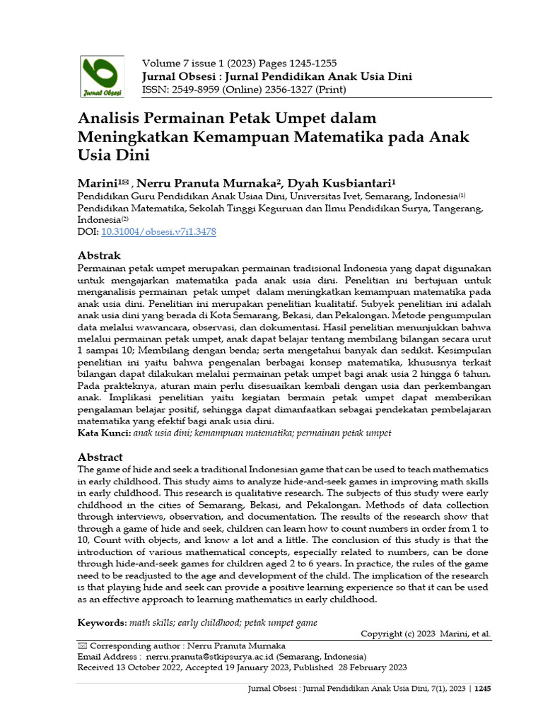 Analisis Permainan Petak Umpet Dalam Men | PDF | Kesehatan Holistik