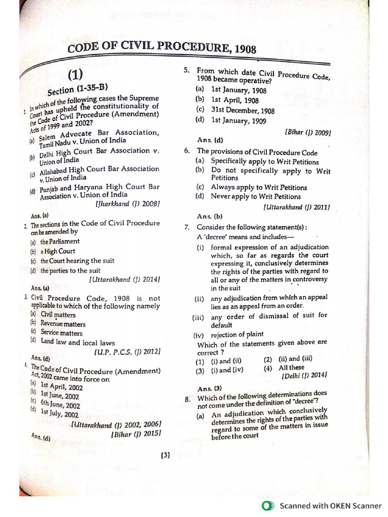 CPC MCQs (OP Tripathi) | PDF