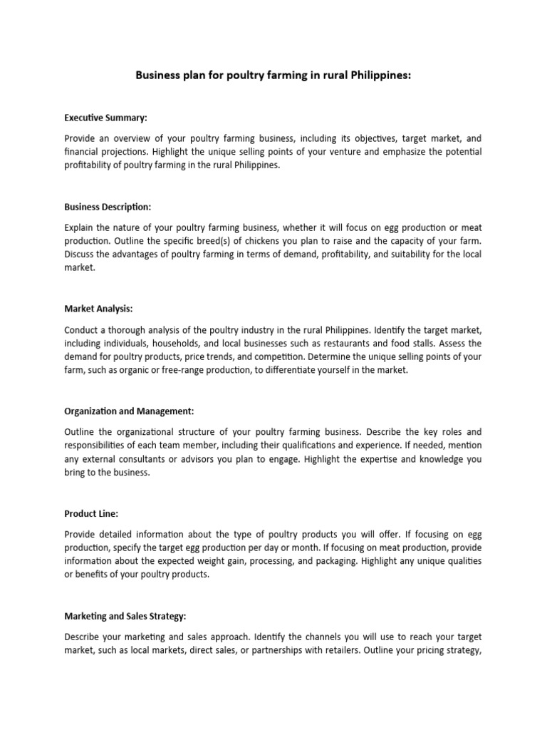 Business Plan For Poultry Farming in Rural Philippines | PDF | Poultry ...