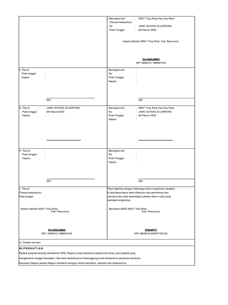 SPPD Perjalanan Dinas | PDF
