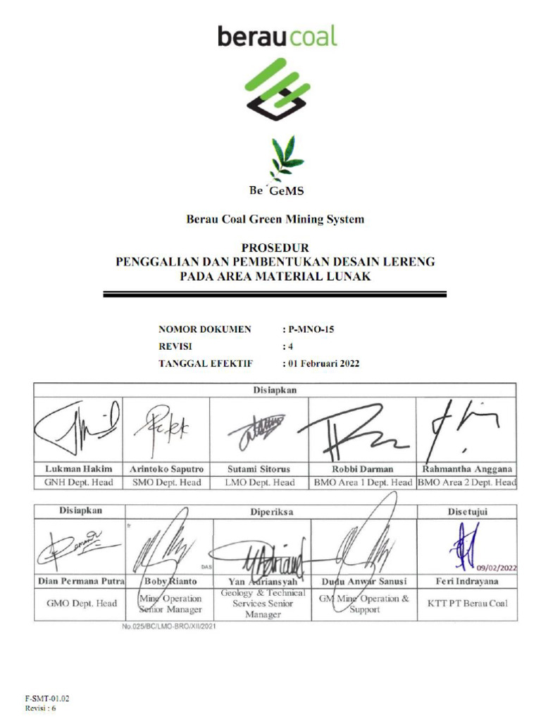 P-MNO-15_Prosedur Penggalian Dan Pembentukan Desain Lereng Pada Area ...