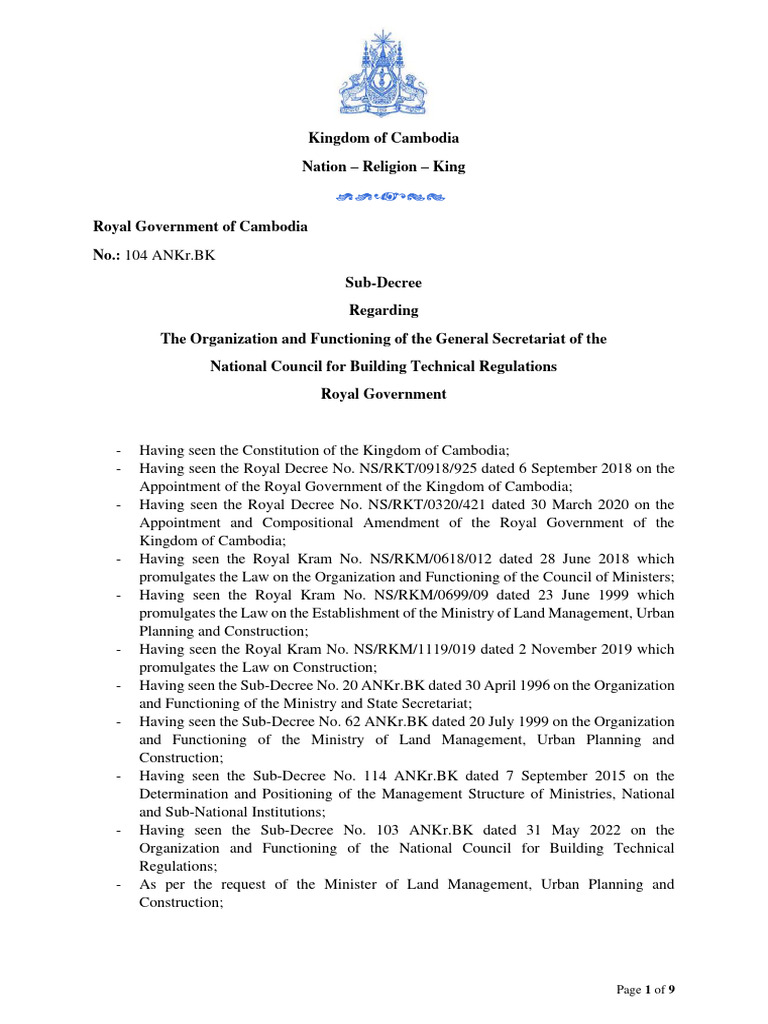 Sub Decree 104 (Final Version English) | PDF | Geotechnical Engineering ...