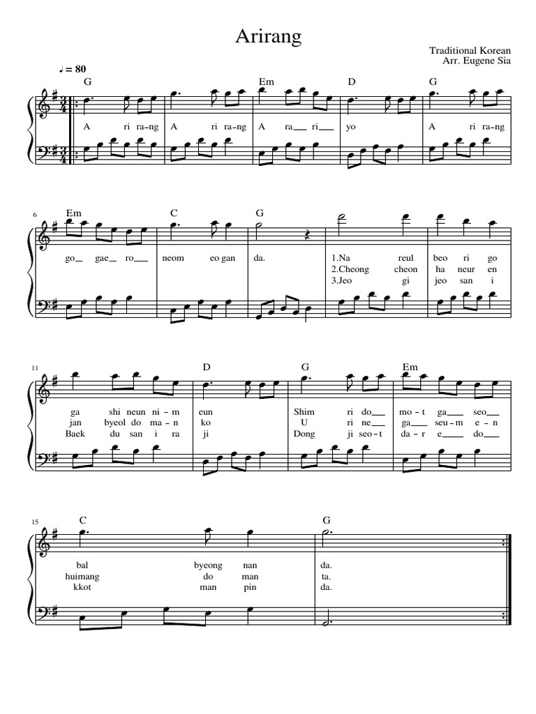 Arirang Korean Folk Song | PDF