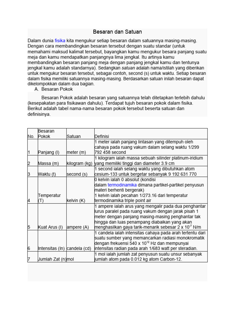 Besaran Dan Satuan | PDF