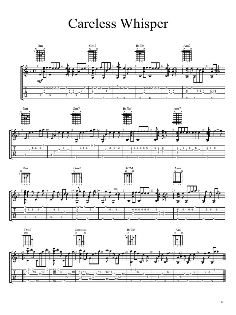 Careless Whisper Piano Notes Guide | PDF