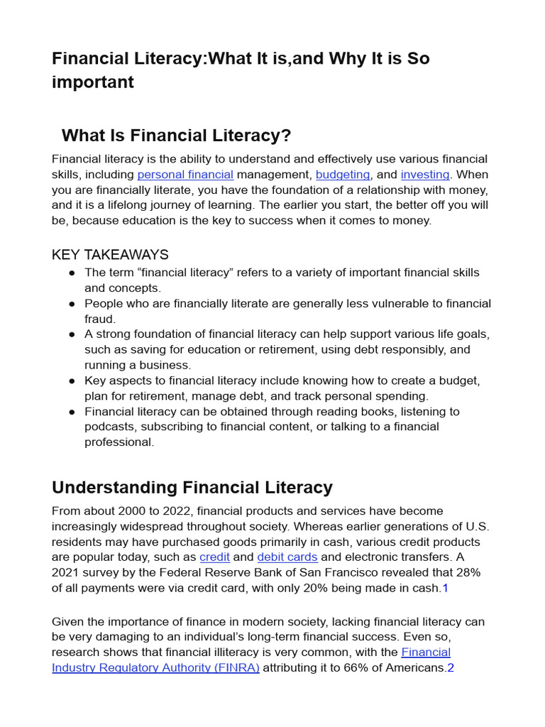 233 Financial Literacy What It Is And Why It Is So Important