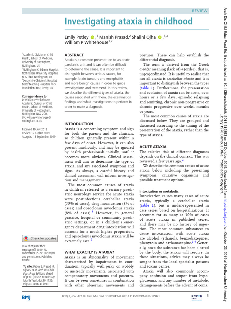 Ataxia in Childhood | PDF | Medicine | Neurology