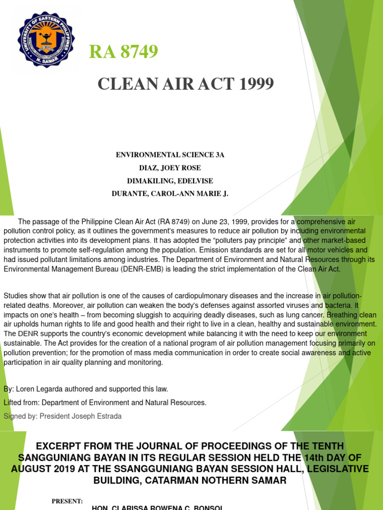Clean Air Act 1999 | PDF | Electronic Cigarette | Tobacco Smoking