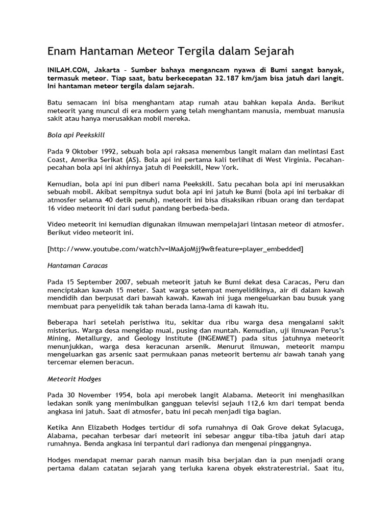 Enam Hantaman Meteor Tergila Dalam Sejarah | PDF