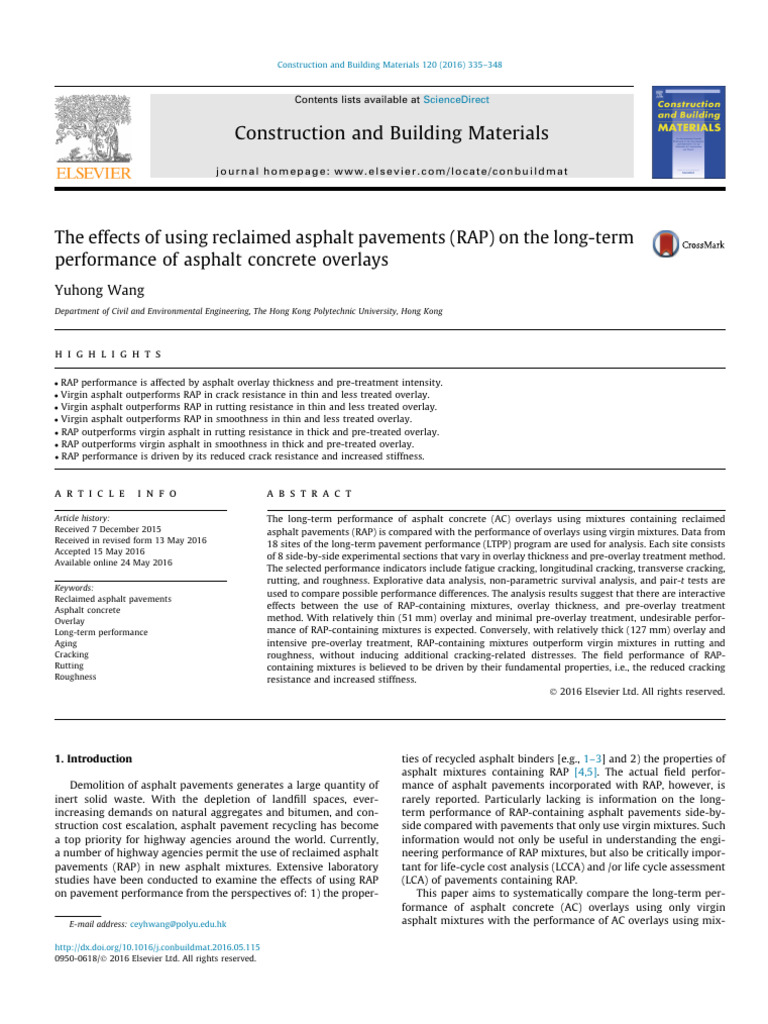The Effects of Using Reclaimed Asphalt Pavements (RAP) On The Long-Term Performance of Asphalt ...
