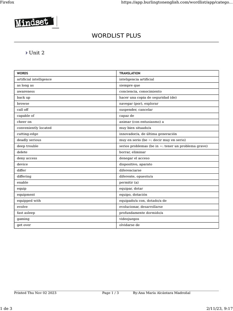 Vocabulary Unit 2 Book | PDF