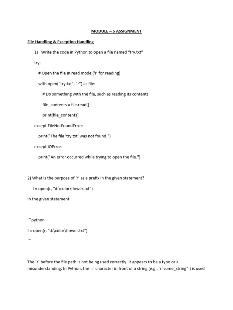 Module 5 File Exception Handling Download Free Pdf Computer Programming Computing