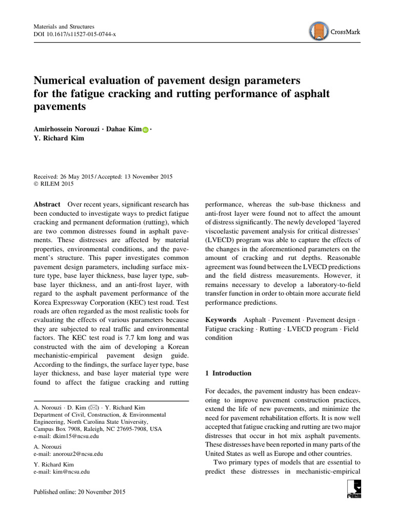 Numerical Evaluation of Pavement Design Parameters For The Fatigue ... Numerical Evaluation of Pavement Design Parameters For The Fatigue ...
