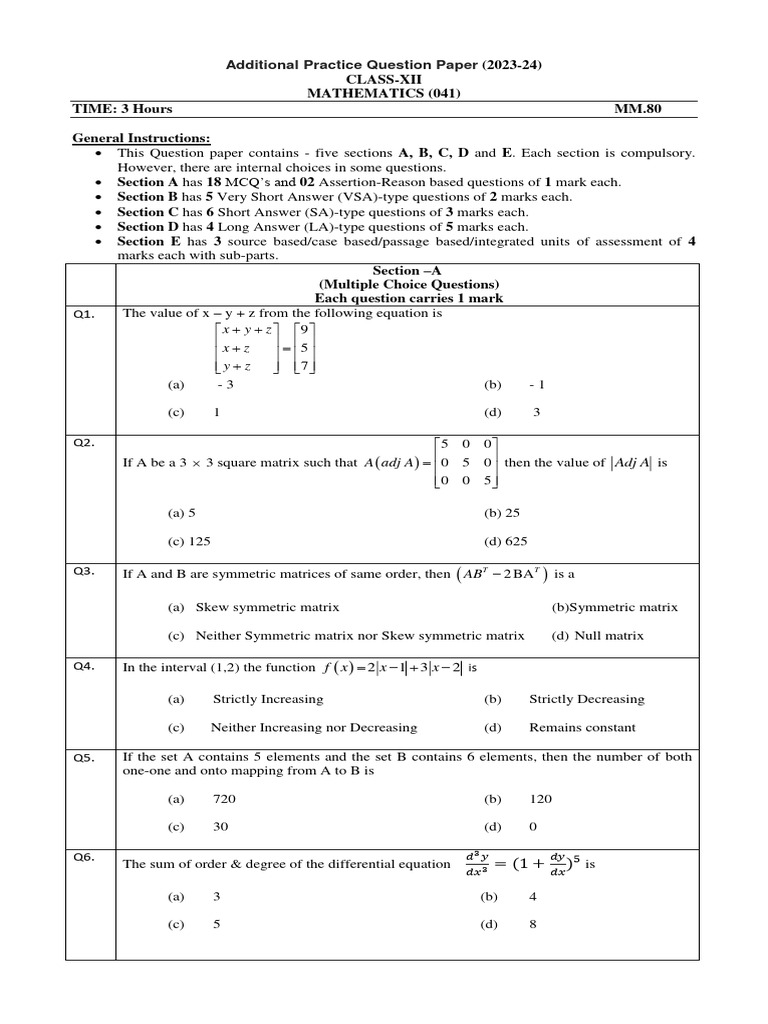 Maths-PQMS 12 | PDF | Matrix (Mathematics) | Derivative