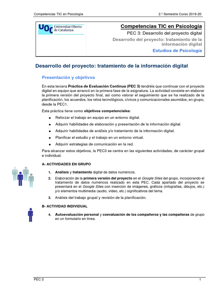Proyecto Digital en Psicología: PEC 3 | PDF | Evaluación | Tecnología ...