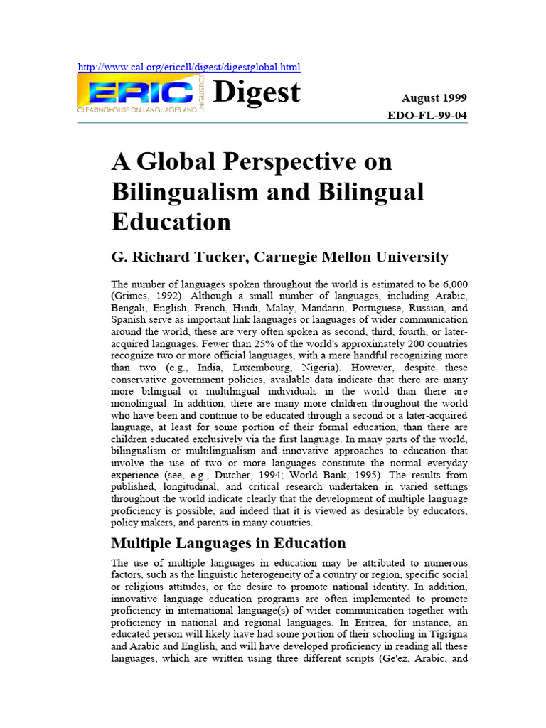 Bilingual Education's Global Significance | PDF | Multilingualism ...