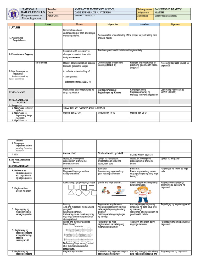 DLL in Mapeh Week 9 q2 | PDF