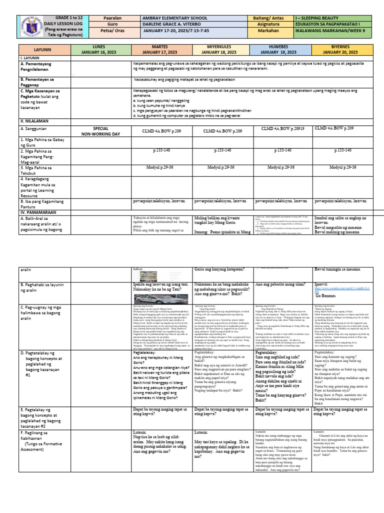 Esp 1 DLL q2 Week 9 | PDF