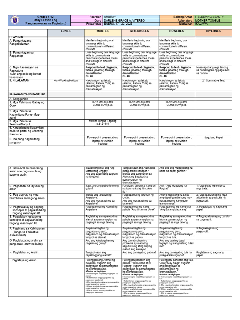 DLL in MTB Mle q2 Week 9 | PDF