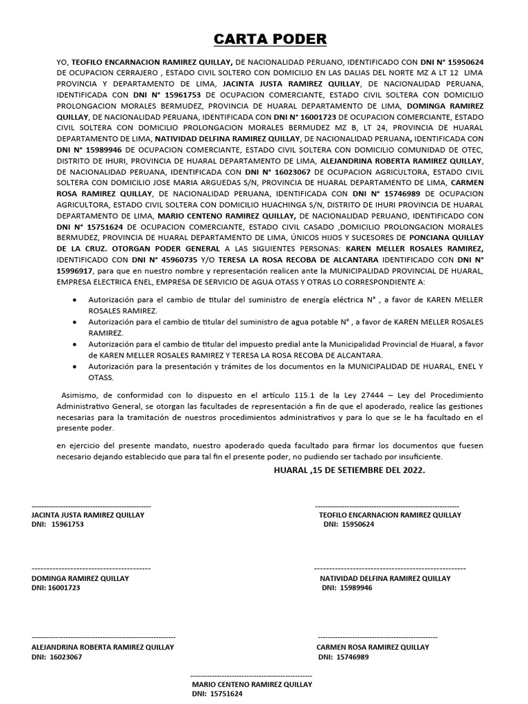 Carta Poder Karen 222 | PDF | Gobierno