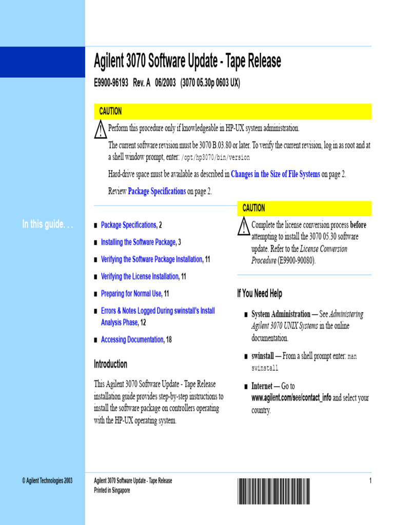 Agilent 3070 Software Update Guide | PDF | Shell (Computing) | Booting