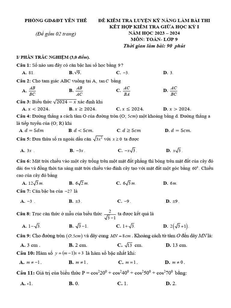de-giua-hoc-ky-1-toan-9-nam-2023-2024-phong-gddt-yen-the-bac-giang (1) | PDF