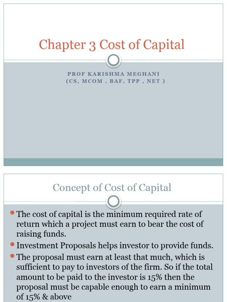 Chapter 3 Cost of Capital | PDF | Cost Of Capital | Financial Capital