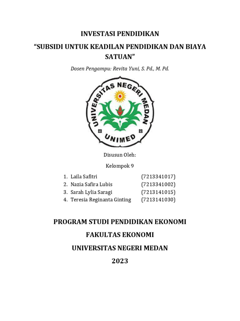 Kel 9 - Subsidi Untuk Keadilan Pendidikan Dan Biaya Satuan | PDF