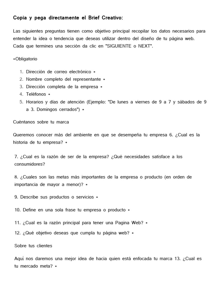 Copia y Pega Directamente El Brief Creativo | PDF | Marca | Red mundial
