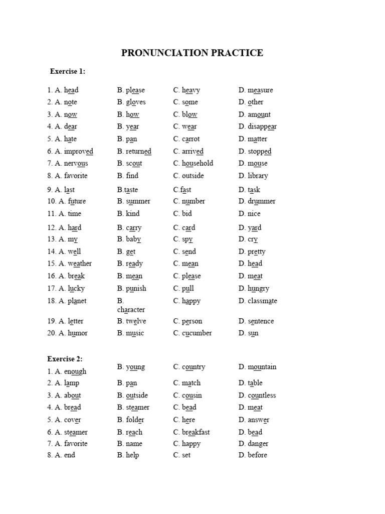 Pronunciation Practice | PDF