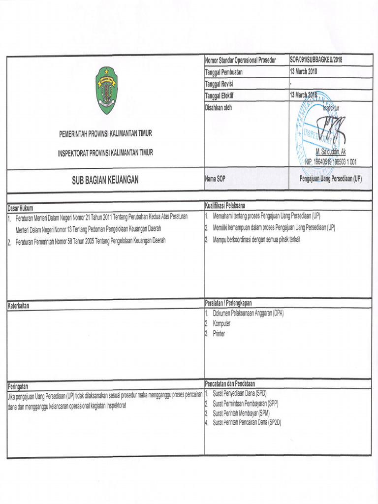 20211123135204 Sop Pengajuan Uang Persediaan Up Pdf