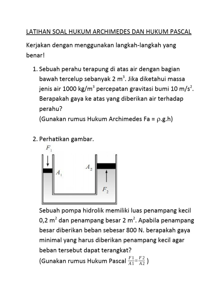 Latihan Soal Hukum Archimedes Dan Hukum Pascal Pdf 