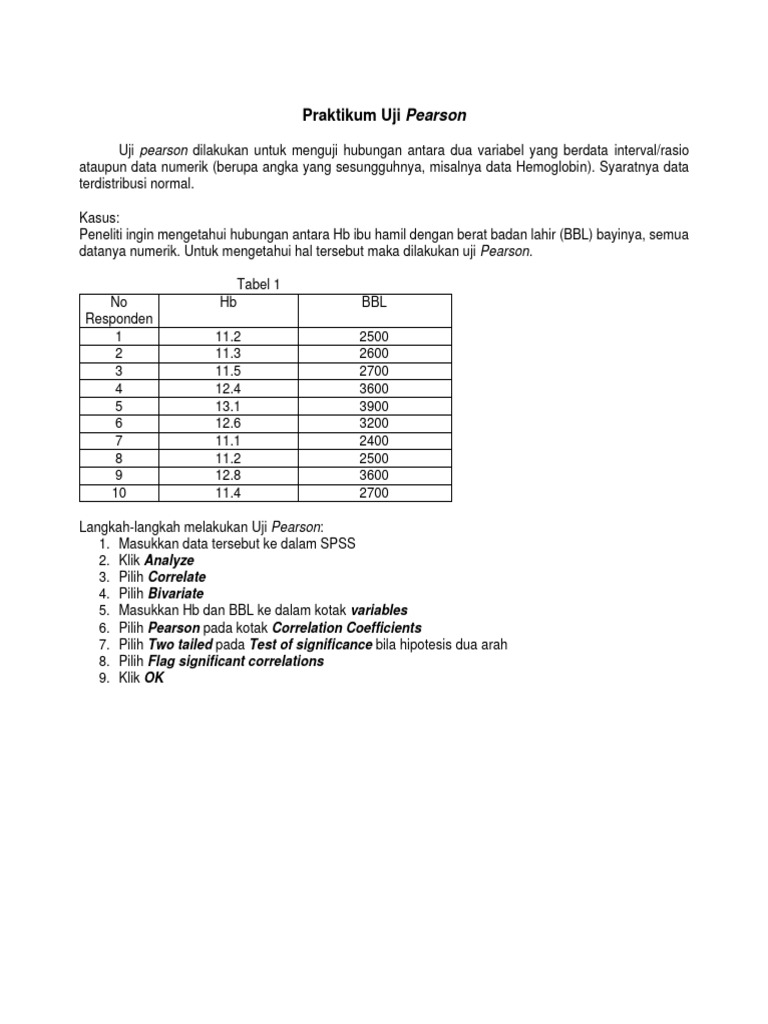 Praktikum Uji Pearson | PDF