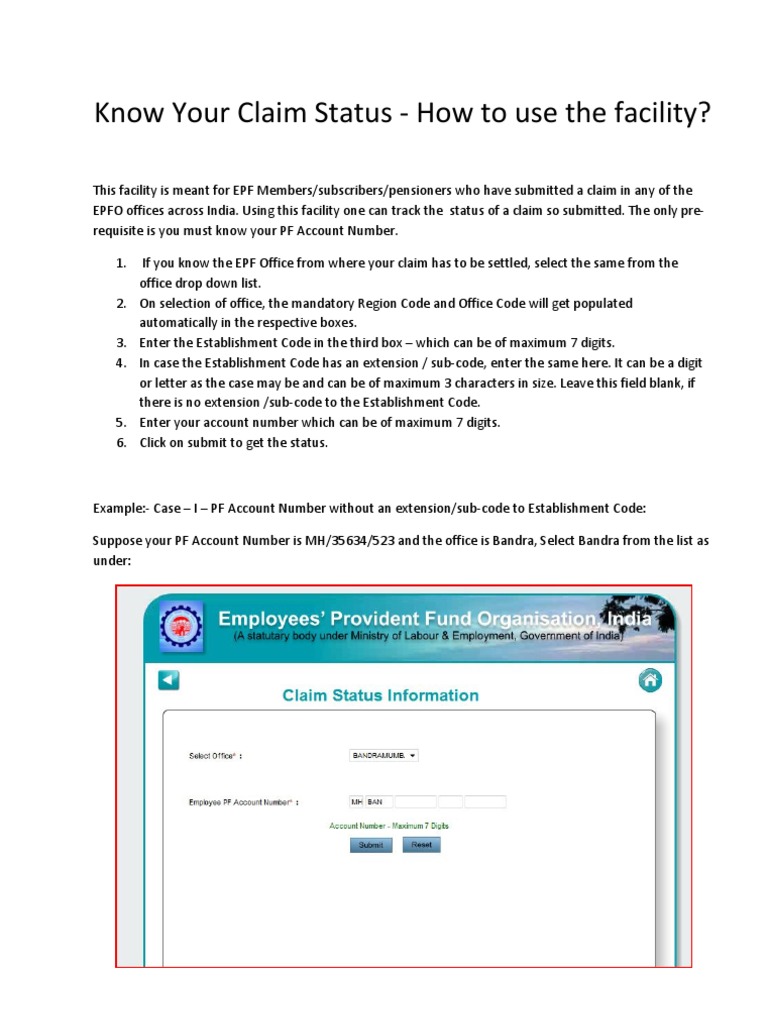 Know Your Claim Status How To Use The Facility? | PDF