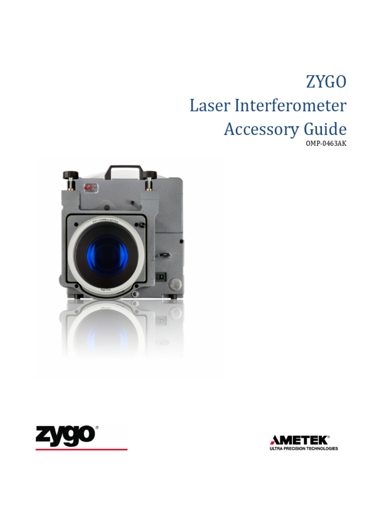 ZYGO-Laser Interferometer Accessory Guide | PDF | Interferometry ...