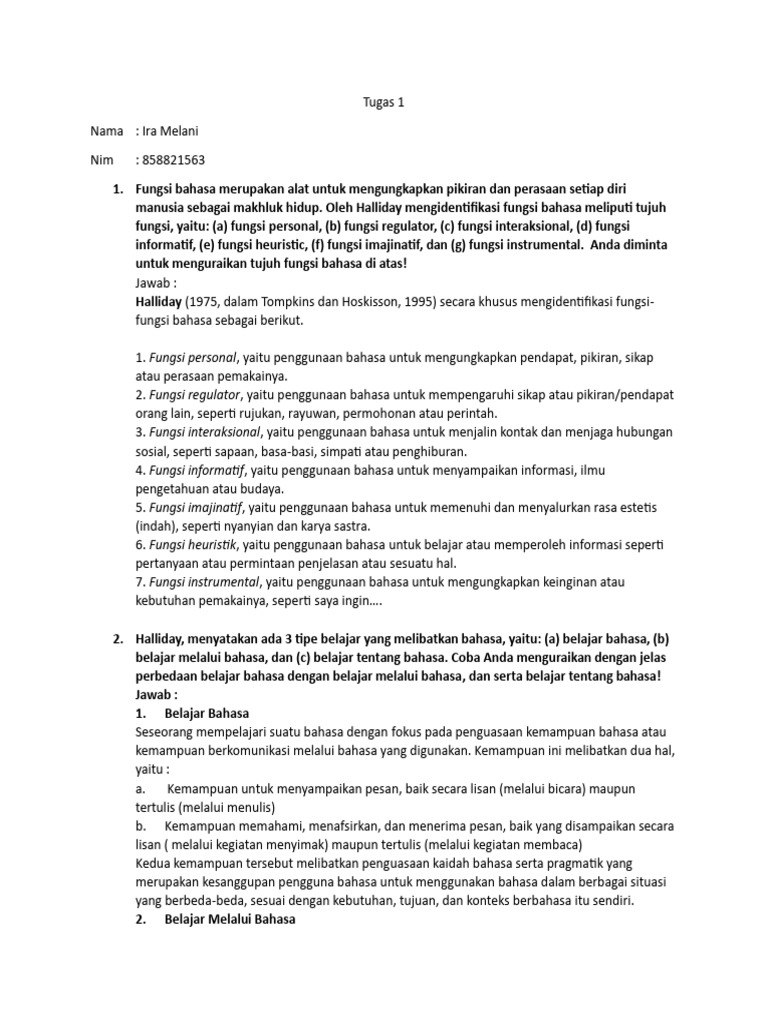 Ira Melani TT1 Bindonesia | PDF | Seni & Disiplin Bahasa