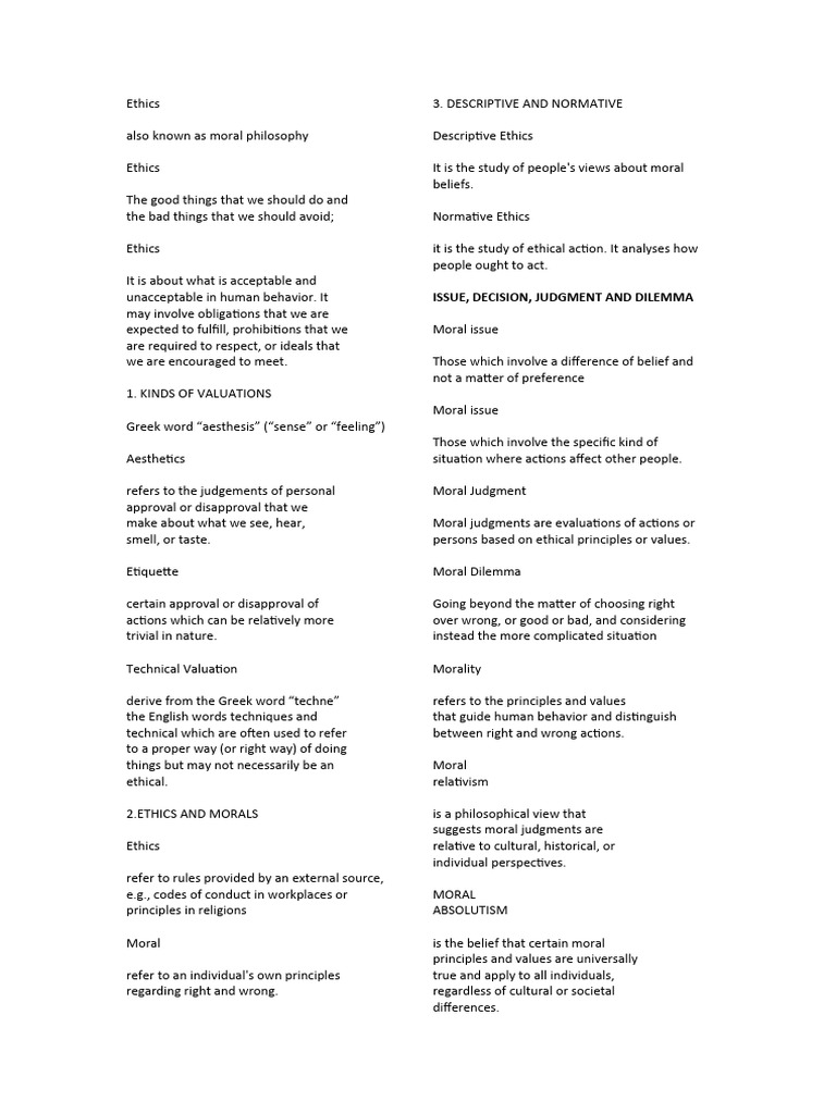 Ethics Reviewer Pdf Morality Psychology