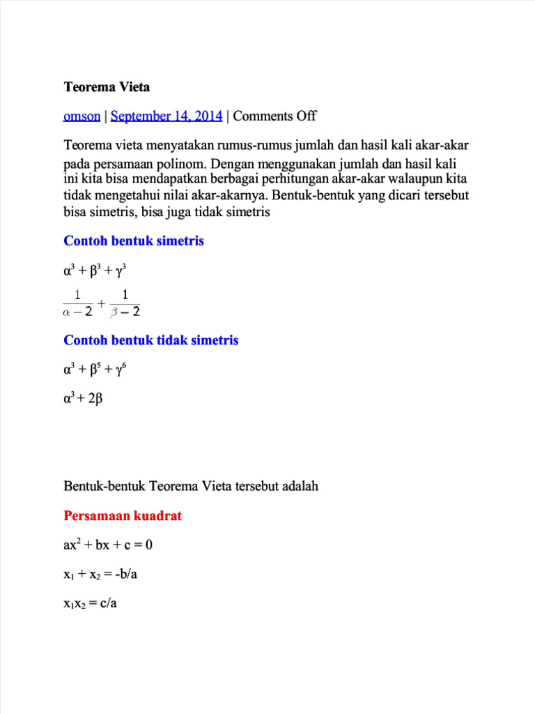 PDF Teorema Vieta Compress | PDF