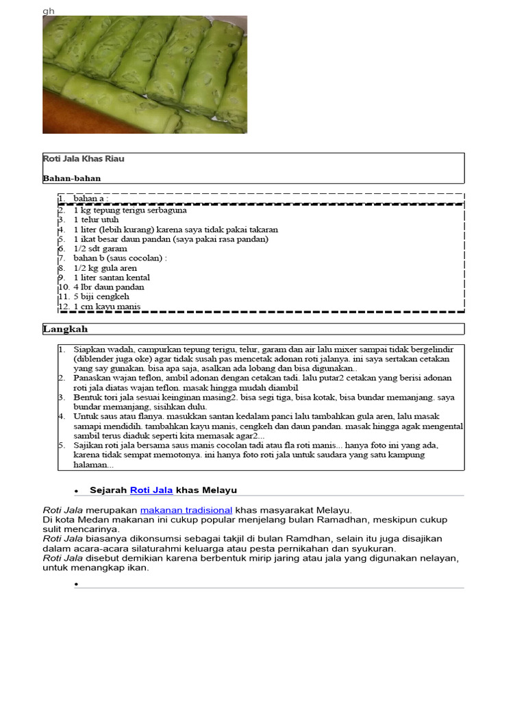 Roti Jala Khas Riau | PDF
