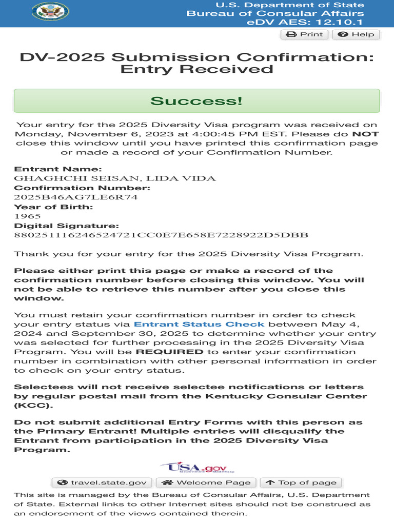 Electronic Diversity Visa Program | PDF