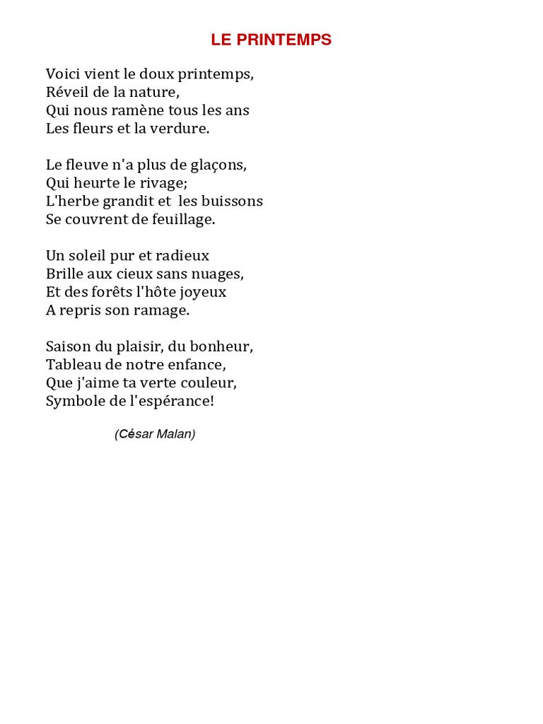 Voici Vient Le Doux Printemps | PDF