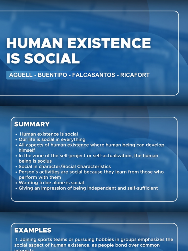 PHIHUM GROUP 3 Human Existence Is Social | PDF