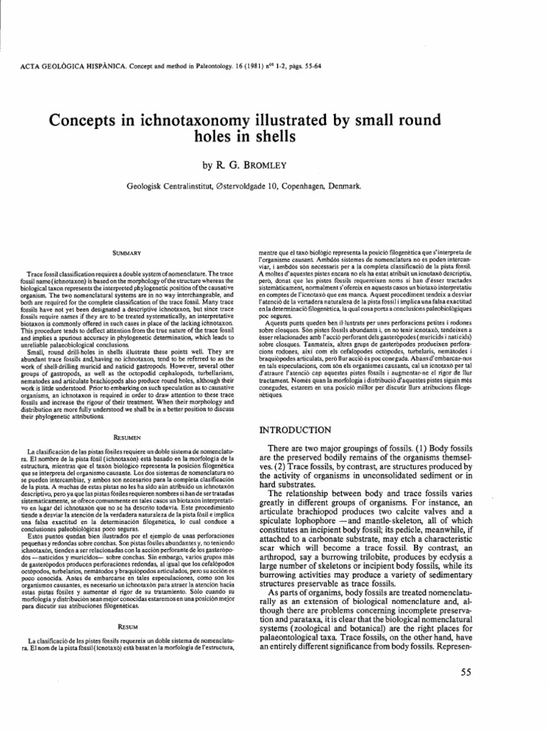 BROMLEY, 1981 - Concepts in Ichnotaxonomy Illustrated by Small Round ...