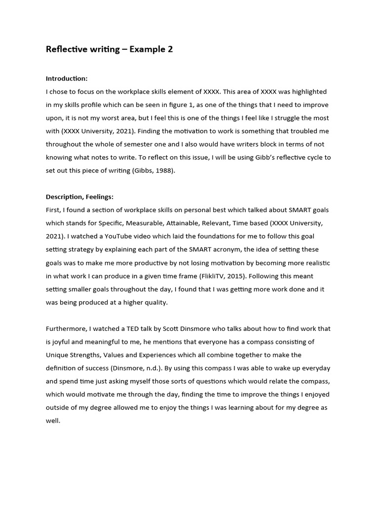 Reflective Writing Example 2 | PDF | Motivational | Motivation