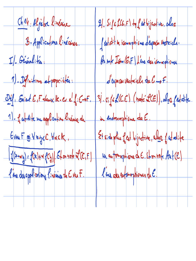 CH14-B - Les Applications Linéaires | PDF